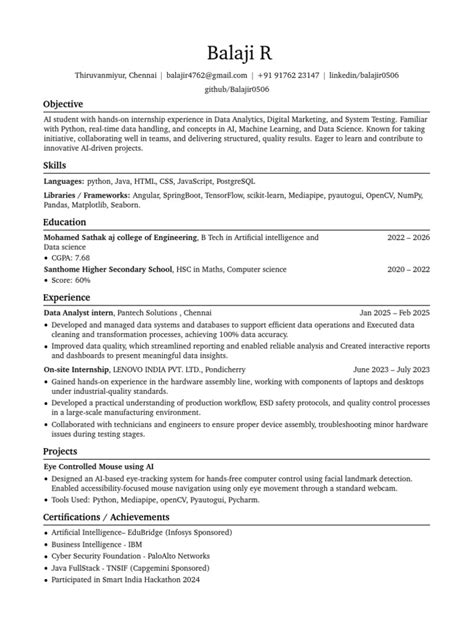 Rendercv Engineeringresumes Theme Pdf Artificial Intelligence