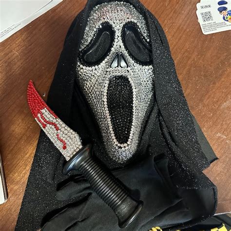 Ghostface Scream Iridescent Bling Rhinestone Crystal Mask Etsy