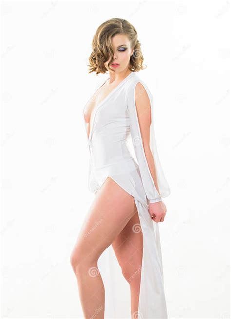 Attractive Appearance Concept Girl Confident Model Seductive Posing On