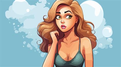 Funny Sexy Woman Cartoon Character With Thought Bubble Premium Ai