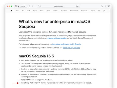 Macos 155 Sequoiaではappleが開発したファイル共有プロトコル「apple Filing Protocol Afp」の