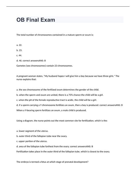 OB Final Exam WITH COMPLETE SOLUTIONS OB L Stuvia US