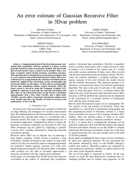 Pdf An Error Estimate Of Gaussian Recursive Filter In 3dvar Problem