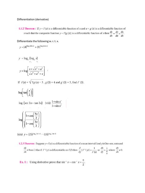 Derivative Imp Questions Pdf