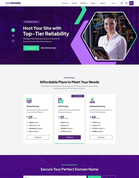 Websphere Web Hosting Html Template Site Templates Ft Dedicated And Host Envato