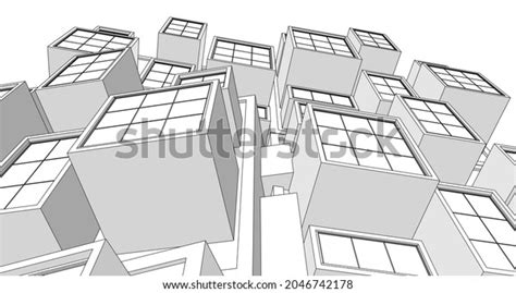 Abstract Modern Architecture Modular Facade 3d Stock Vector Royalty Free 2046742178 Shutterstock