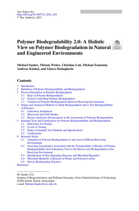 Pdf Polymer Biodegradability 2 0 A Holistic View On Polymer Biodegradation In Natural And
