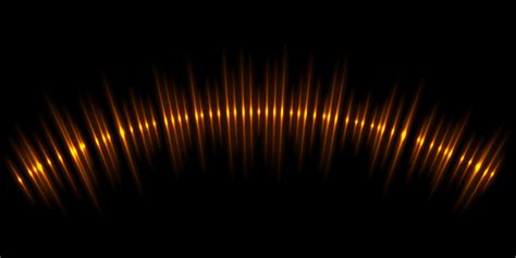 글로우 조명 효과 벡터 그림이 있는 선의 음파 추상 스펙트럼 파형 패턴 오디오 에너지의 이퀄라이저 그래프 검은색 배경에 사운드 흐름의 밝은 곡선 다이어그램 모던 양식에 대한