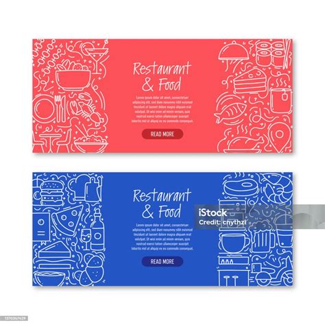 레스토랑 및 식품 관련 개체 및 요소 손으로 그린 벡터 낙서 일러스트 레이션 컬렉션 다른 레스토랑 과 음식 개체배너 템플릿 맥주에 대한 스톡 벡터 아트 및 기타 이미지