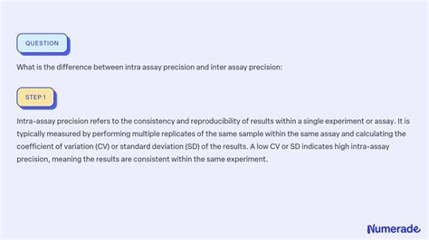 Solved What Is The Difference Between Intra Assay Precision And Inter