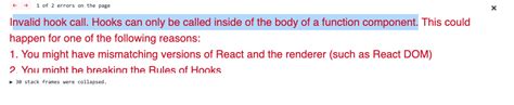 Invalid Hook Call Hooks Can Only Be Called Inside Of The Body Of A