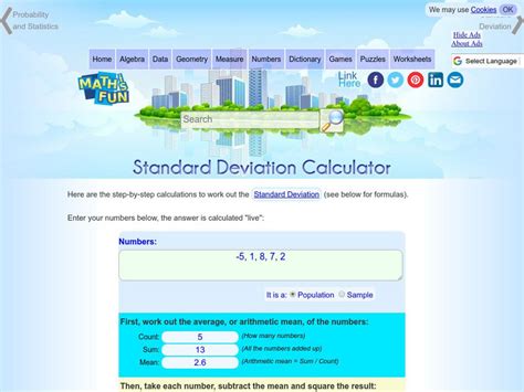Math Is Fun Standard Deviation Calculator Interactive For 9th 10th
