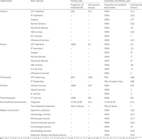 Main Services Work Productivity And Proportion Of Work Allocation By Download Table