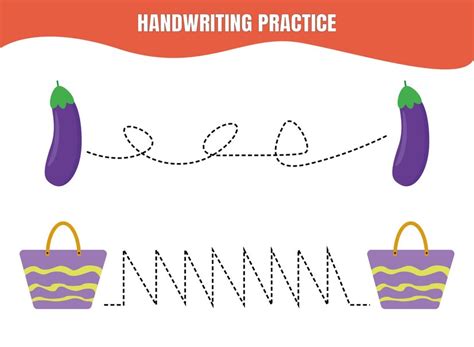 어린이를 위한 손글씨 연습 선 따라 그리기 활동 미취학 아동을 위한 교육용 워크시트 디자인 프리미엄 벡터