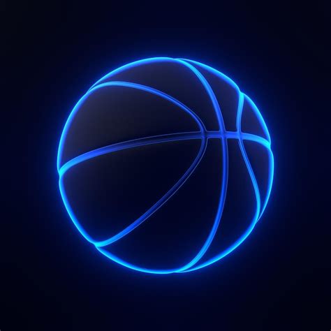 Pelota De Baloncesto Con Luces De Neón Azul Futurista Brillantes Sobre