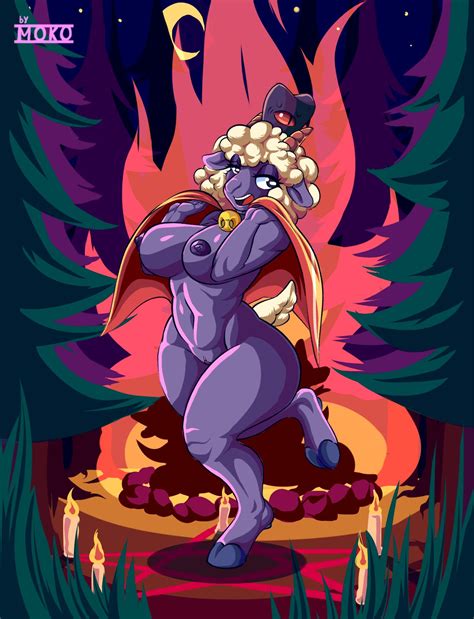 Rule 34 Anthro Bell Bell Collar Big Breasts Black Nipples Bovid