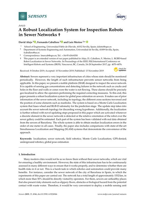 Pdf A Robust Localization System For Inspection Robots In Sewer Networks