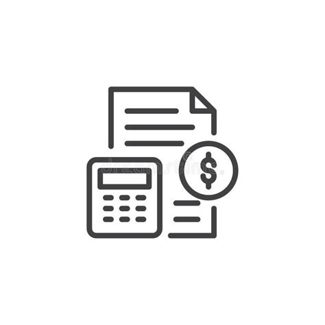Money Document And Calculator Outline Icon Stock Vector Illustration Of Calculate Line 123872795