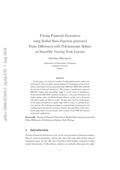 Pdf Pricing Financial Derivatives Using Radial Basis Function