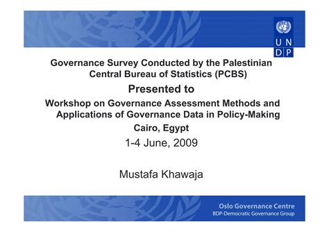 Governance Survey Conducted By The Palestinian Central Bureau Of