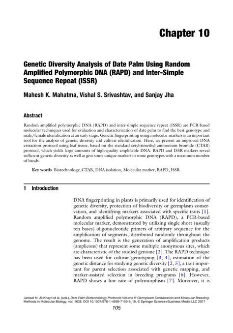 pdf genetic diversity analysis of date palm using random amplified
