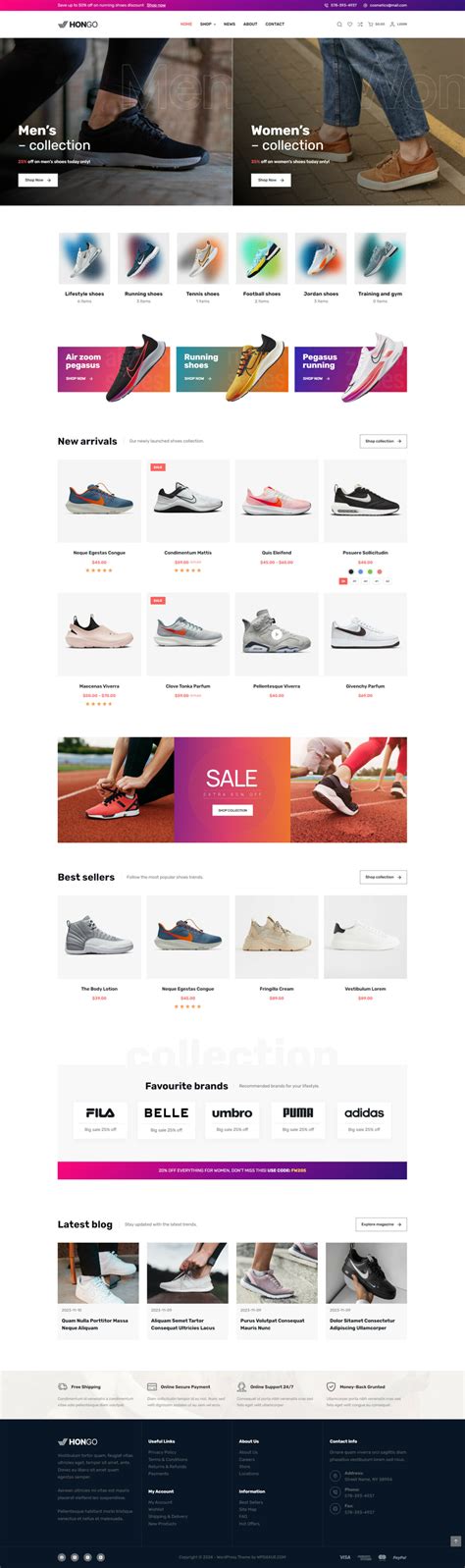 wordpress woocommerce商城主题 品牌运动鞋产品商城模板 b2c006 wordpress大学
