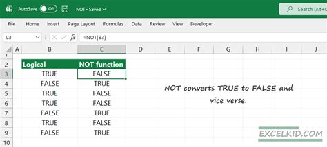 Not Function Excel Bootcamp