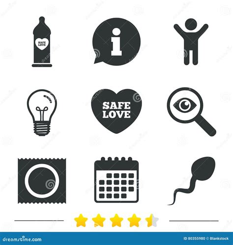 Safe Sex Love Icons Condom In Package Symbols Stock Vector Illustration Of Package Medical