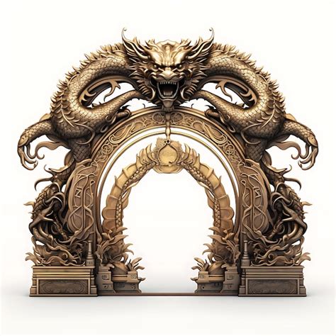 Premium Ai Image Surreal Style Of Arched Gate With Dragon Design