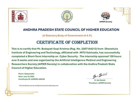 Bodapati Gopikrishna On Linkedin Internship Professionalgrowth Gratitude Aimersociety