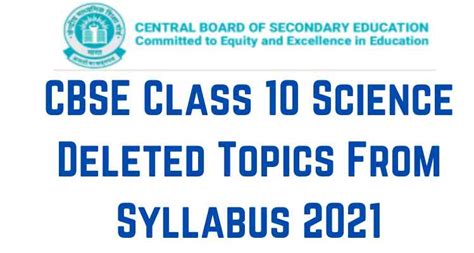 CBSE Class Science Deleted Topics From Syllabus