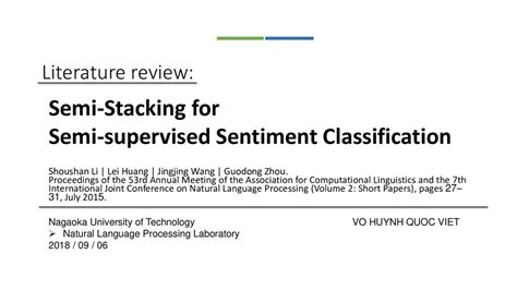 【20180906】 Semi Stacking For Semi Supervised Sentiment Classification Speaker Deck