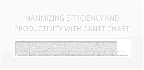 Maximizing Efficiency And Productivity With Gantt Chart Excel Template