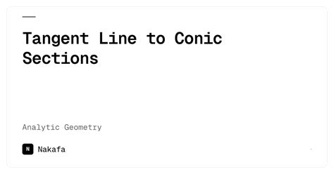 Tangent Line To Conic Sections Analytic Geometry Mathematics Grade 12 High School