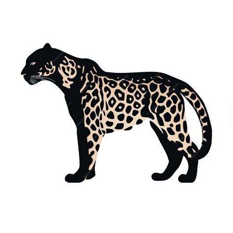 Adorable Jaguar Silhouette Vector Drawing Full Height Side View