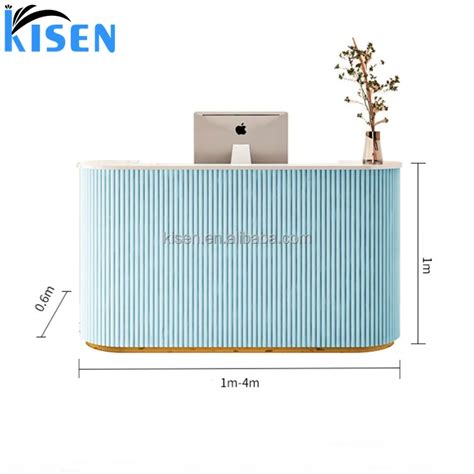 Kisen Modern Linear Reception Desk Pink Black Blue Green Counter Front