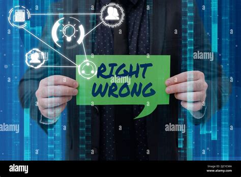 Hand Writing Sign Right Wrong Business Overview Choose Between Two Decisions Correct And Bad