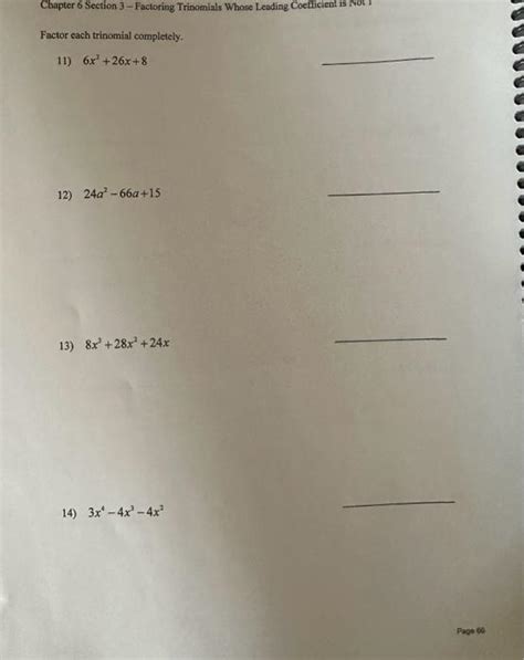 Solved Factor Each Trinomial Completely 11 6x2 26x 8 12 Chegg Com