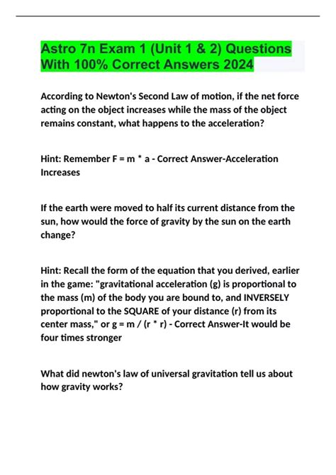 Astro 7n Exam 1 Unit 1 And 2 Questions With 100 Correct Answers 2024 Astro 7n Stuvia Us