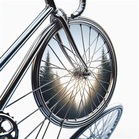 106 A Close Up Shot Of A Metal Bicycle Frame Reflecting The Sur Stock