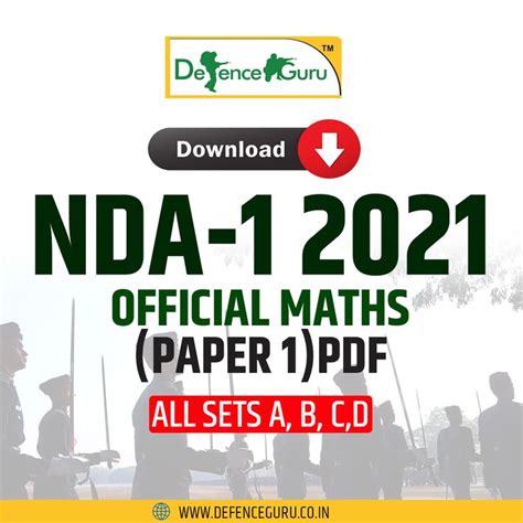 Download Nda 1 2021 Maths Official Question Paper All Sets A B C D Question Paper Math