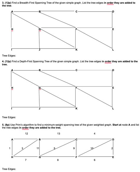 solved 3 12p find a breadth first spanning tree of the