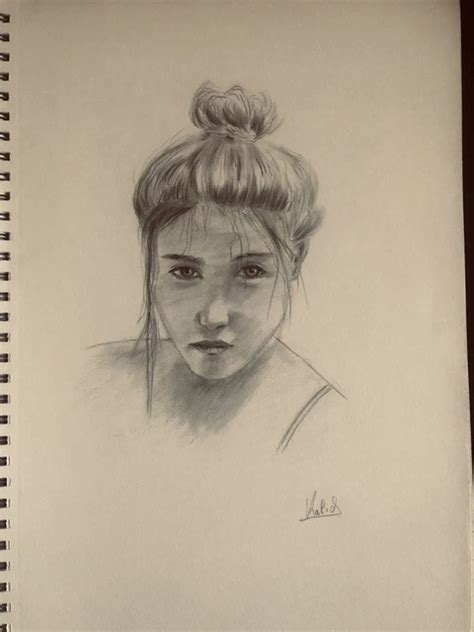 Dessin Portrait Dune Jeune Fille Au Format A3 Eur 1900 Picclick Fr