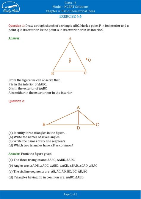 Class 6 Maths Exercise 4 4 Chapter 4 Basic Geometrical Ideas Solutions