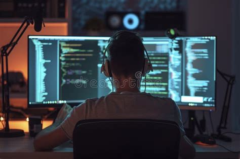 Programmer Or Analyst Working On Computer Coding Stock Illustration Illustration Of Analyst