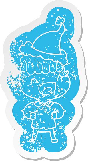 산타 모자를 쓰고 웃고 있는 행복한 소년의 기발한 만화 고민 스티커 귀여운에 대한 스톡 벡터 아트 및 기타 이미지 귀여운 낙서 드로잉 남자 Istock