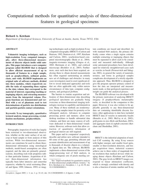 Pdf Computational Methods For Quantitative Analysis Of Three Dimensional Features In