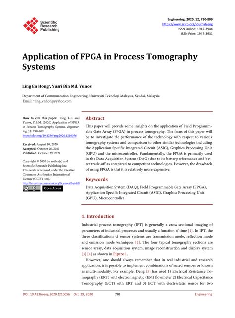 Pdf Application Of Fpga In Process Tomography Systems