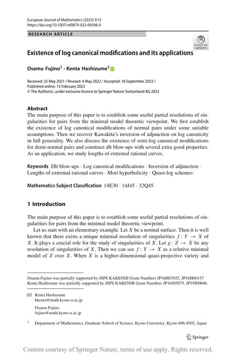 Existence Of Log Canonical Modifications And Its Applications Request Pdf