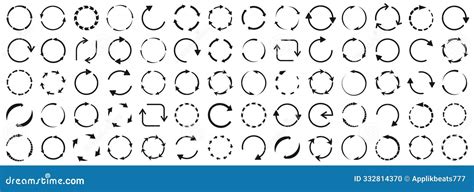 Circular Arrows In Black Set Of Reload Refresh Reset Symbols Circle